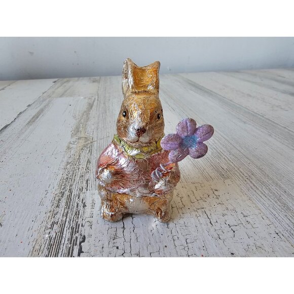 unbranded | Holiday | Vintage Foil Rabbit Bunny Flower Glitter Easter ...